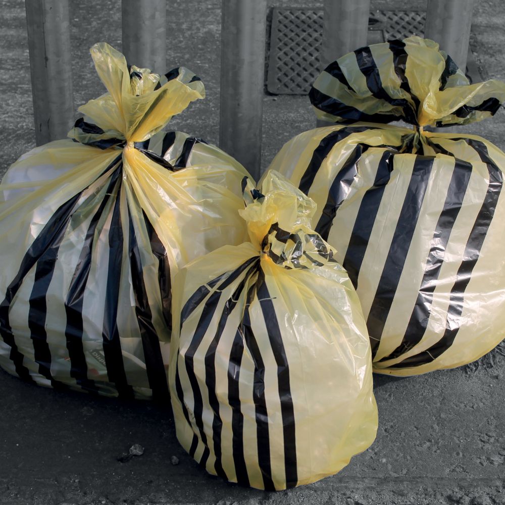 Tiger Stripe Medium Duty Clinical Waste Sacks (90L) | Brosch Direct